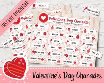 Valentine's Day Charades Game | Valentine's Day Guesstures | Valentine ...