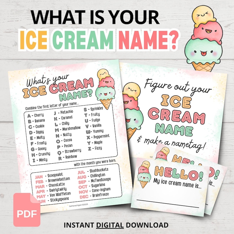 What's Your Ice Cream Name? | Printable Ice Cream Name Game | Funny Ice ...