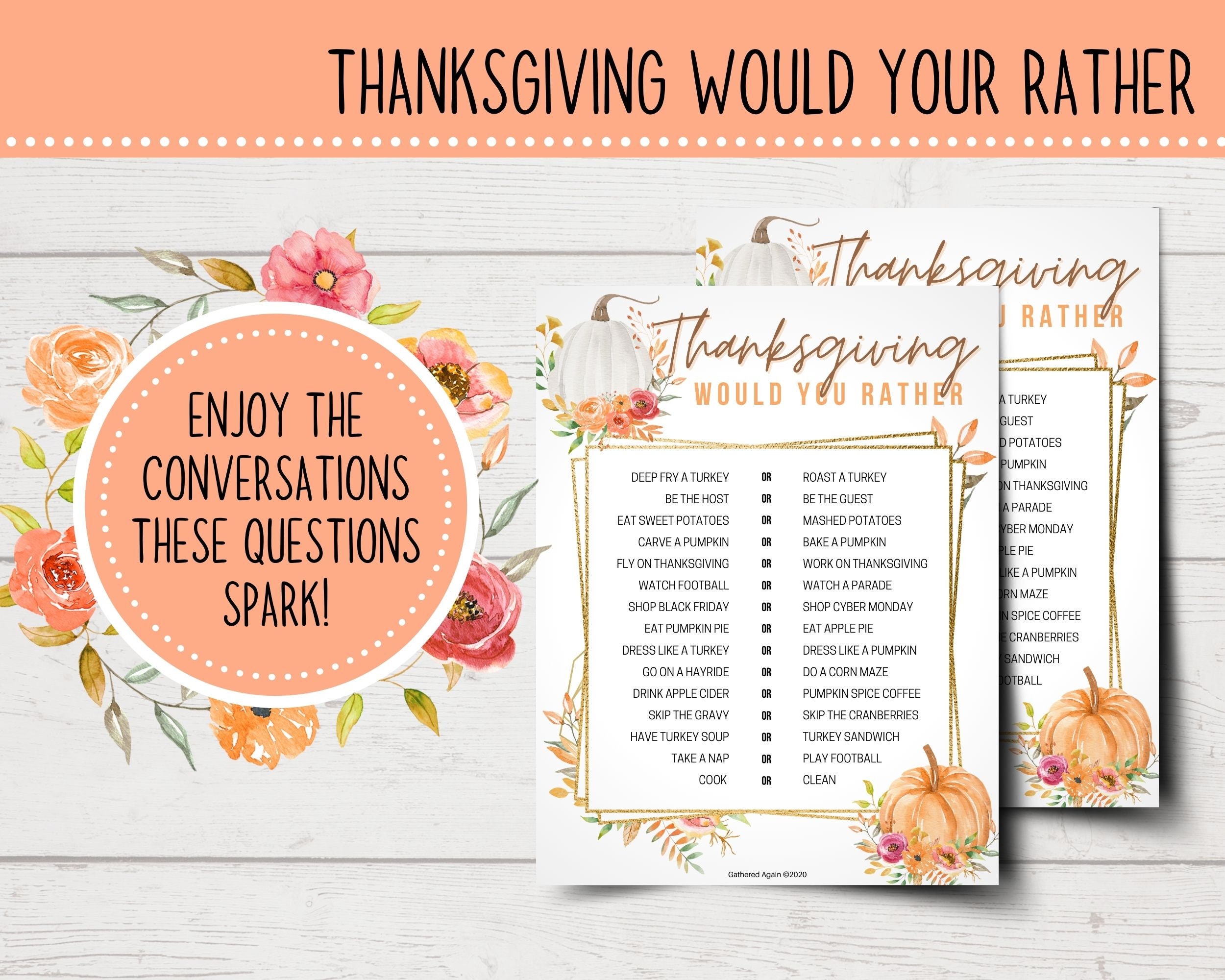 Thanksgiving Would You Rather Game | Thanksgiving Party Games ...