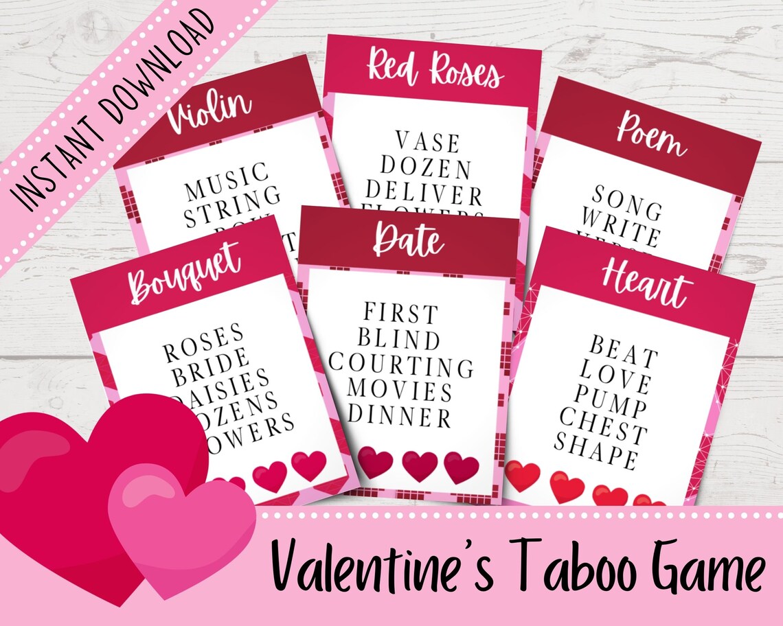 Valentine's Day Taboo Game Printable Taboo Cards | Etsy