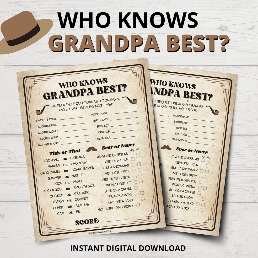 Who Knows Grandpa Best Game | Grandpa Birthday Games | Father's Day ...
