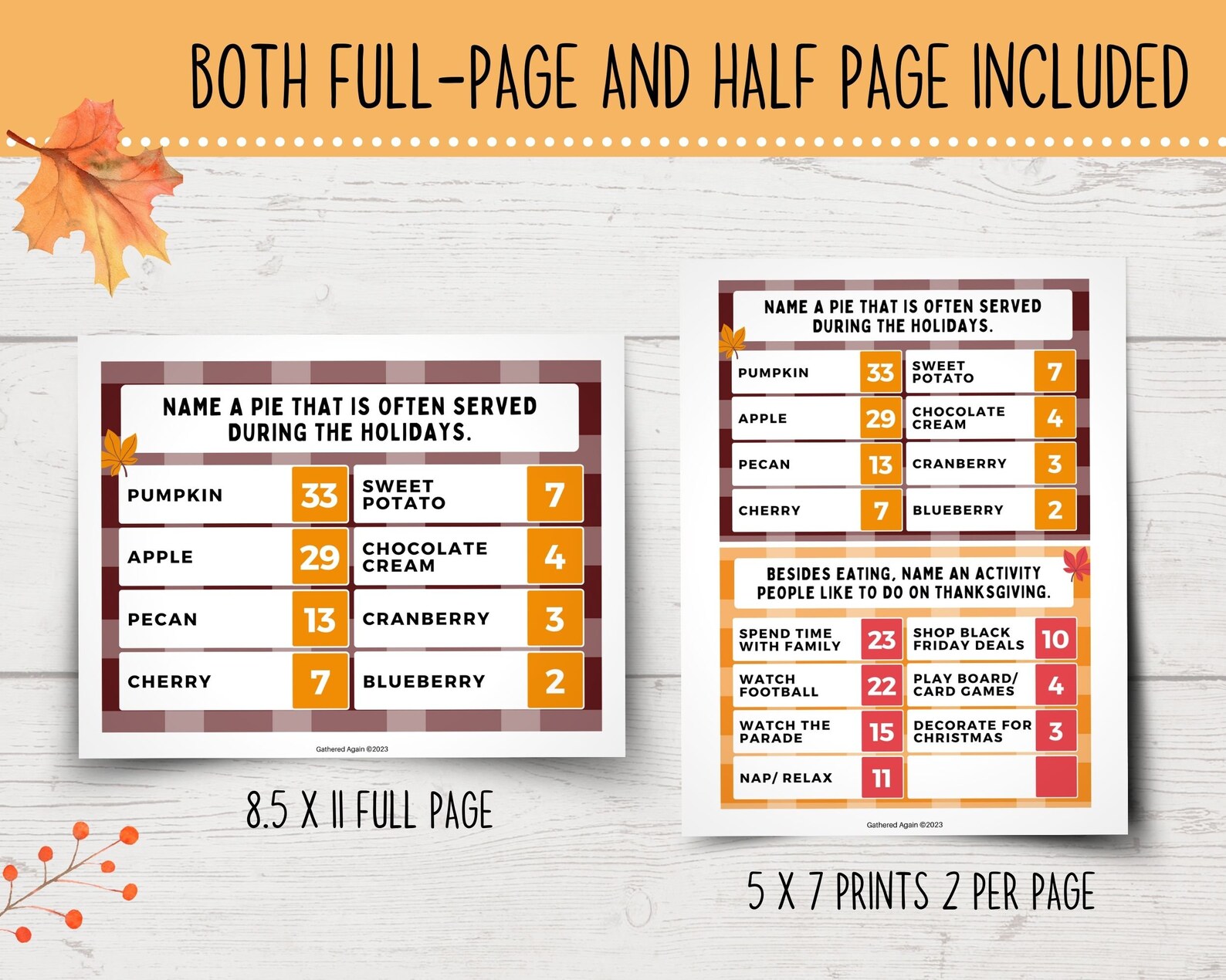 Thanksgiving Friendly Feud Game | Thanksgiving Family Feud Style Game ...