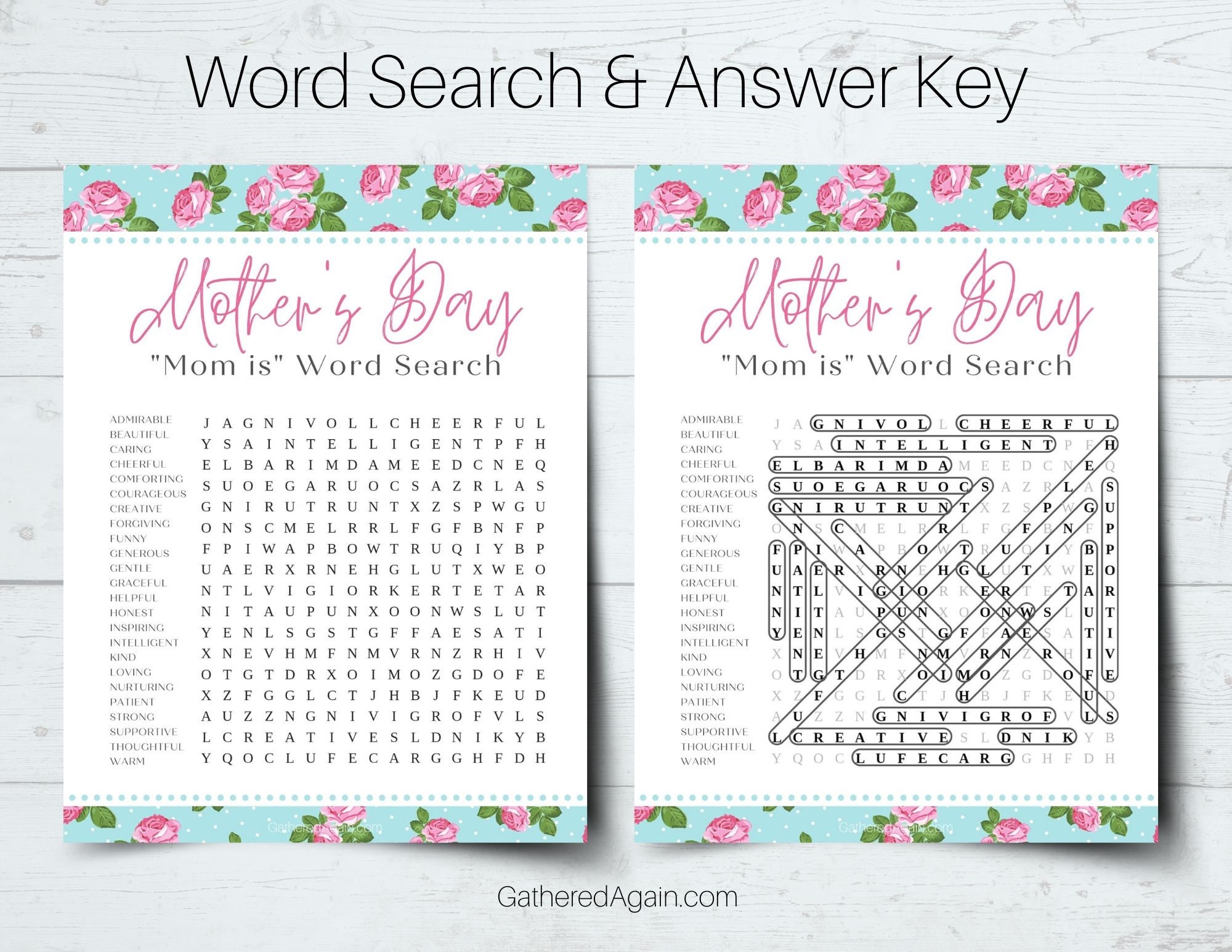 Mother's Day Puzzle and Activity Pack Floral Shabby Chic - Etsy
