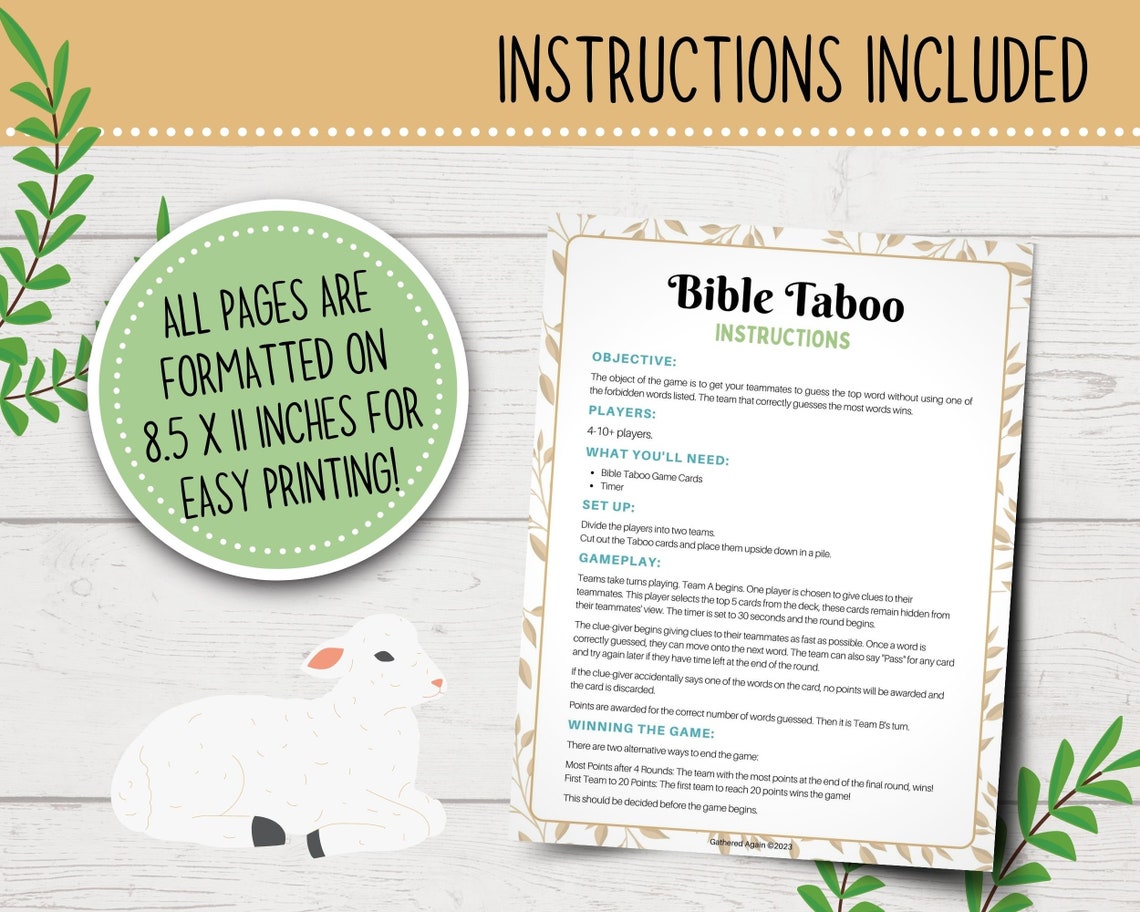 Christian Bible Taboo Game Bible Taboo Cards Bible Party Etsy