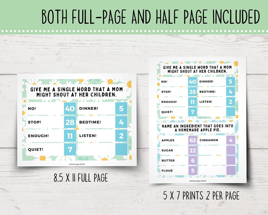 Mom-edition Friendly Feud Game | Mother's Day Family Feud Style Game ...