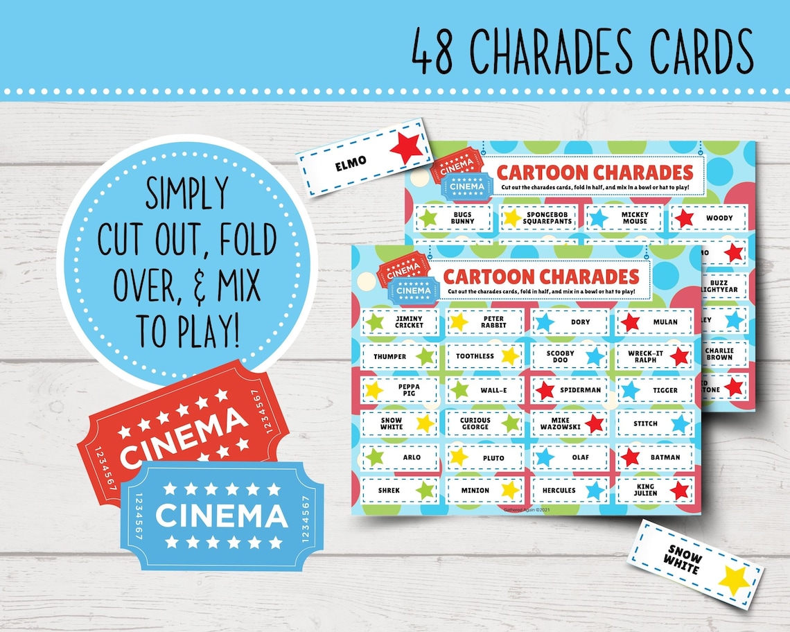 Cartoon Charades for Kids | Printable Charades Game | Icebreaker Ideas ...