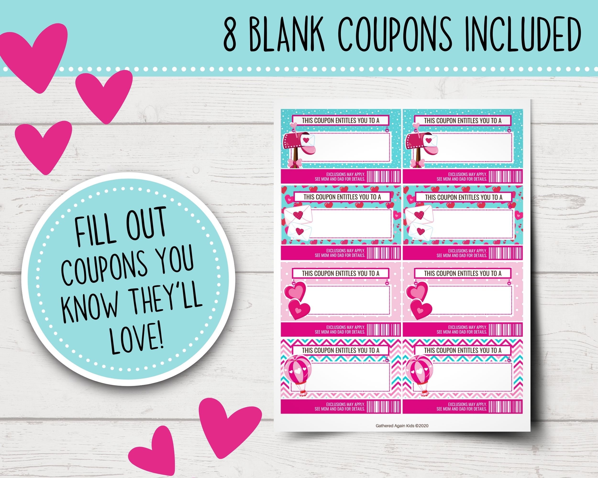 Valentine Coupons for Girls | Valentine's Day Coupon Book for Kids ...