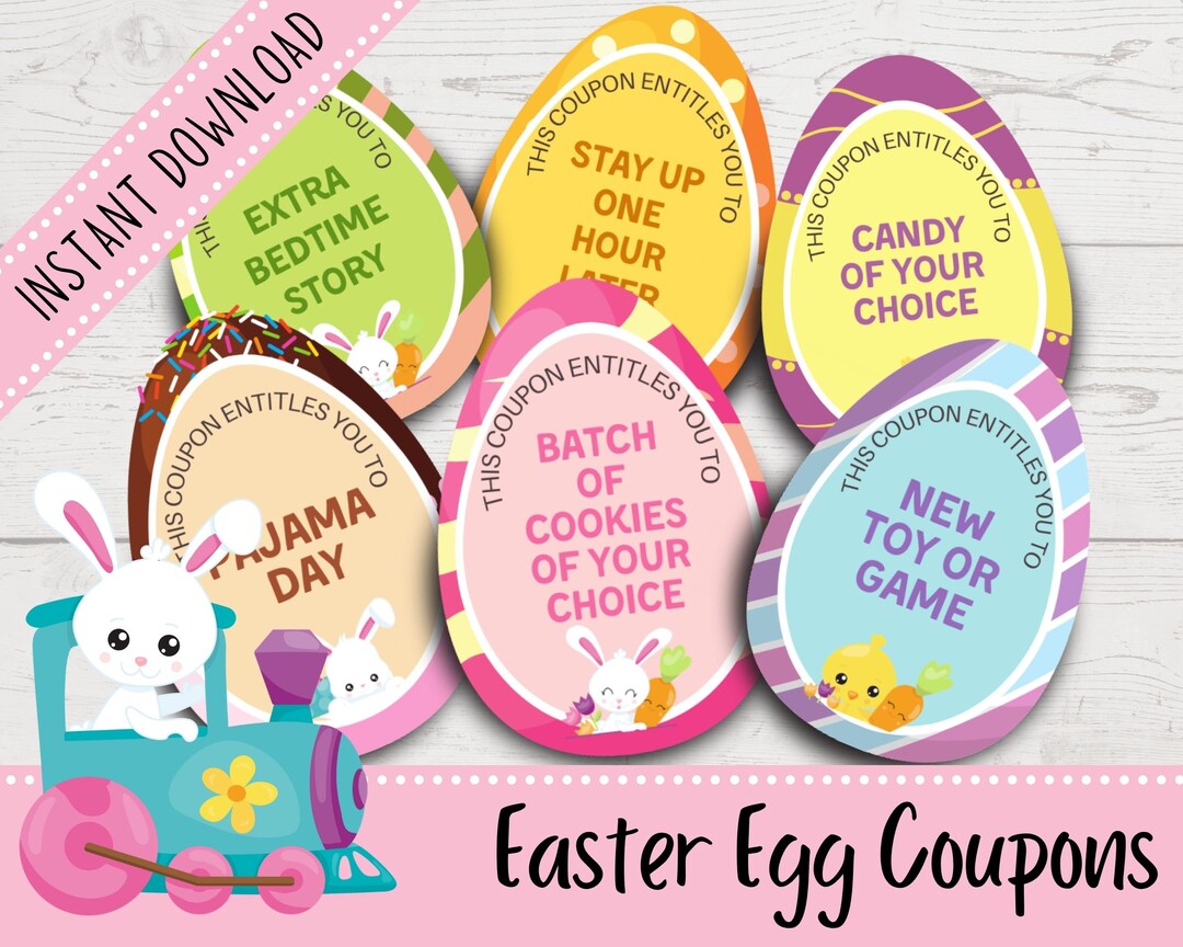 Easter Egg Shape Coupons | Easter Egg Coupons for Kids | Reward Coupons ...