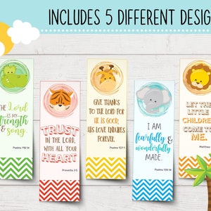PRINTABLE | Bible Verse Bookmarks for Kids | Animal Bookmarks ...