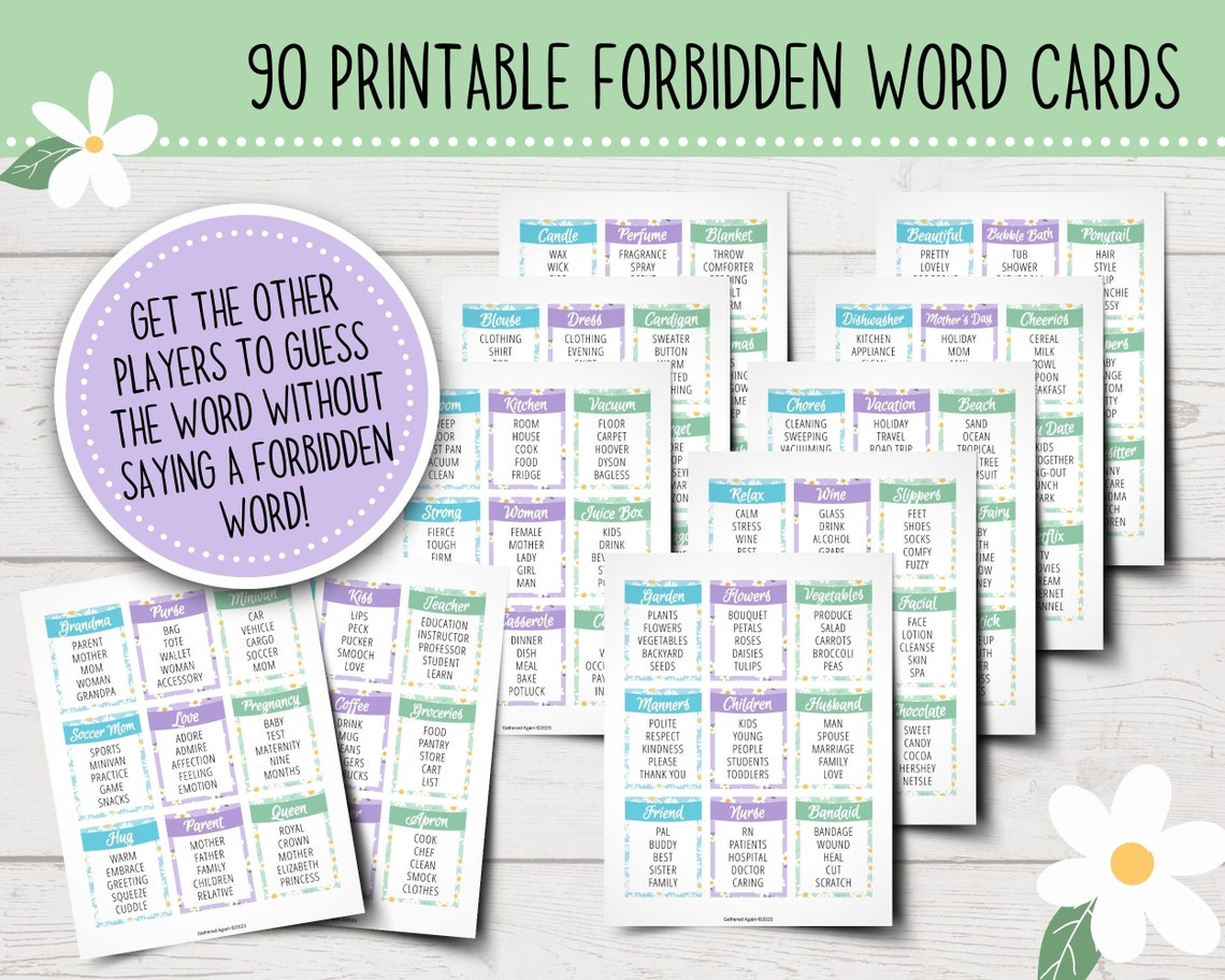 Mom-edition Forbidden Word Game | Mother's Day Taboo-style Game ...