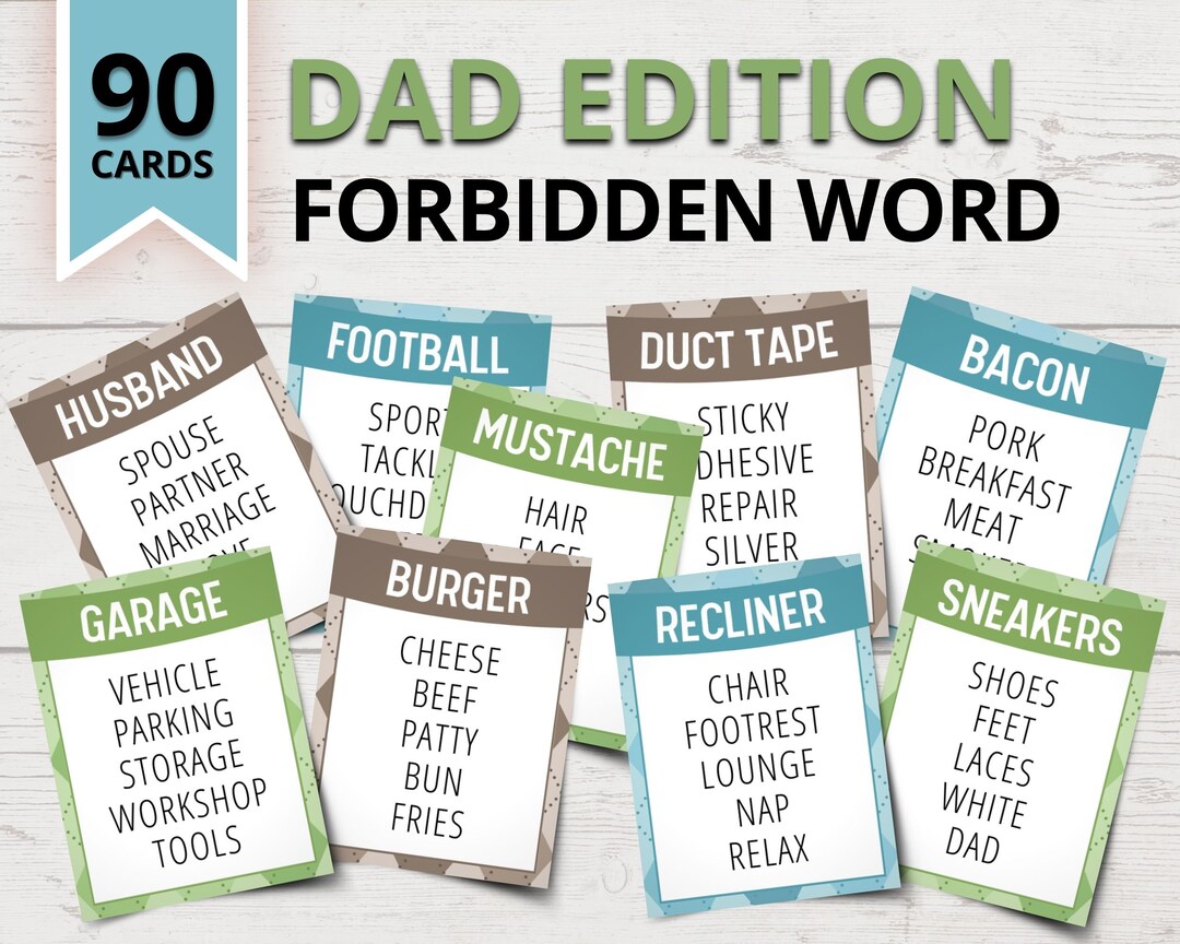 Dad-edition Forbidden Word Game | Father's Day Taboo-style Game ...