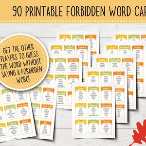 Thanksgiving Forbidden Word Game | Thanksgiving Taboo-style Game ...