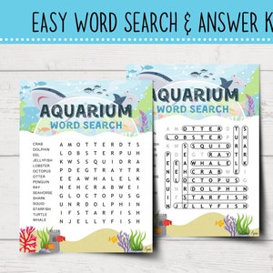 Aquarium Word Search Puzzles for Kids | Homeschool Lesson | Sea ...