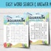 Aquarium Word Search Puzzles for Kids Homeschool Lesson Sea Creatures ...