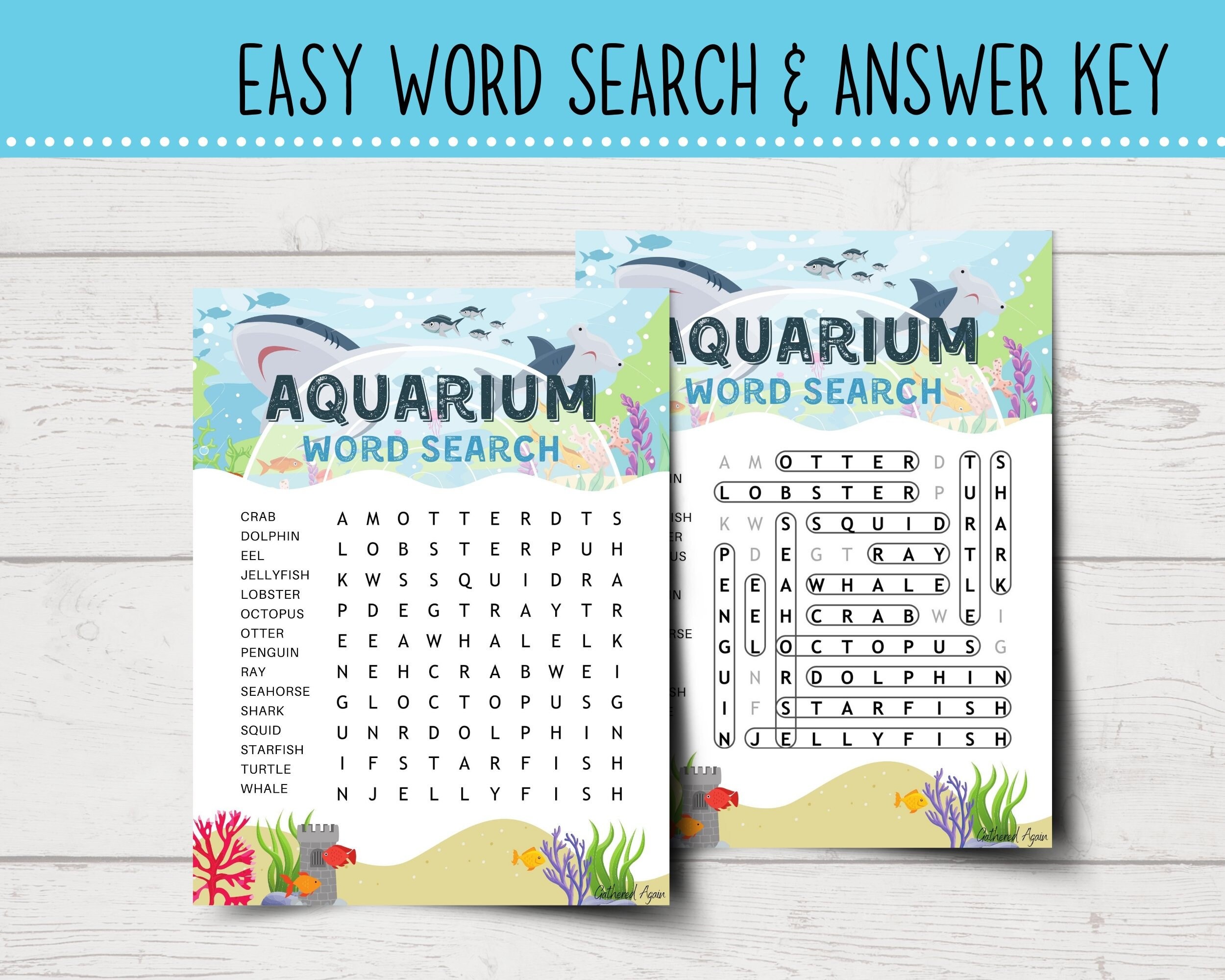 Aquarium Word Search Puzzles for Kids | Homeschool Lesson | Sea ...