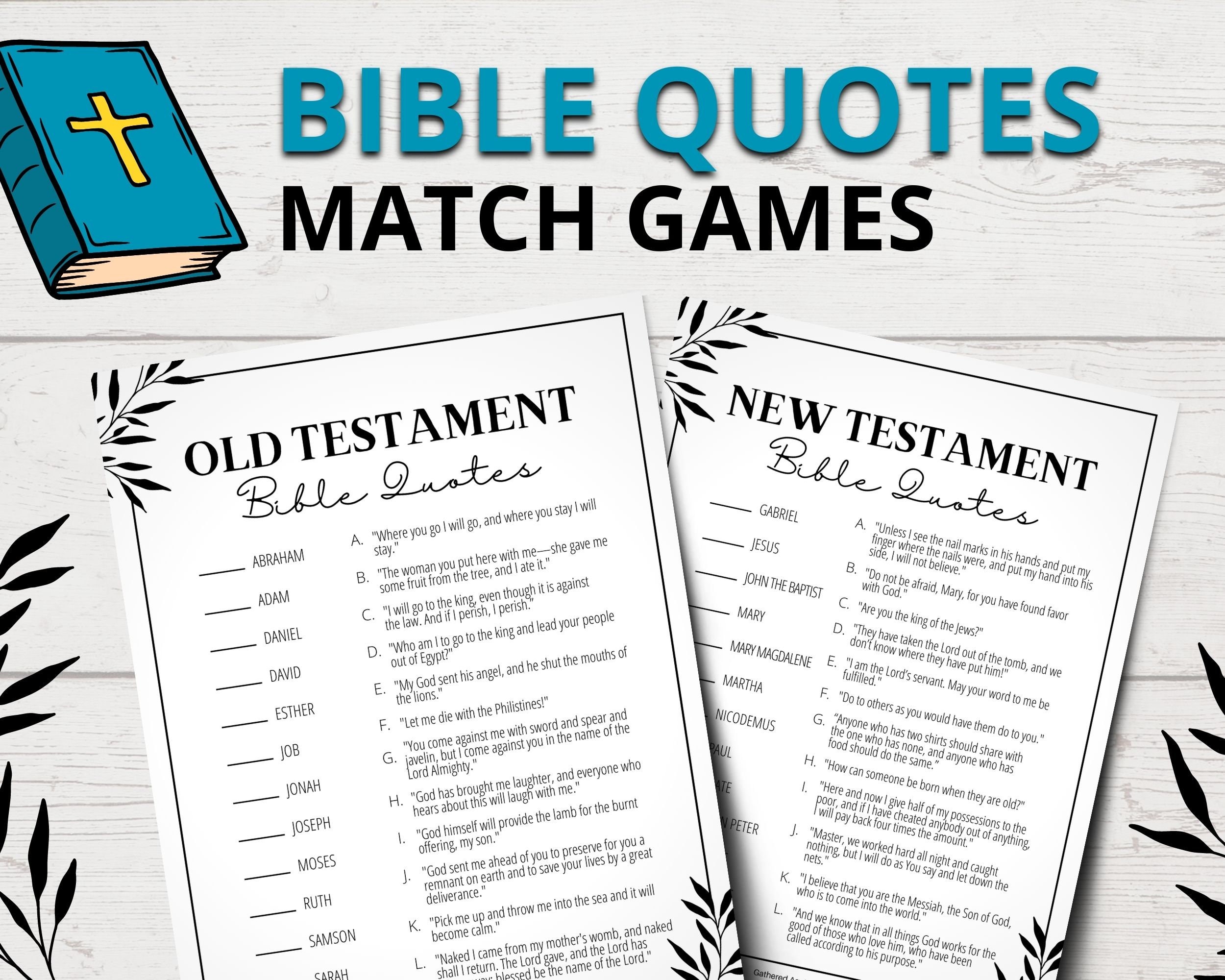 Printable Bible Quotes Matching Games | Bible Verses Quotes Quiz | Old ...