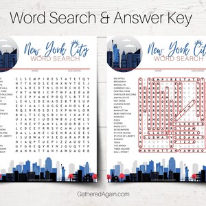New York City Word Search Puzzle for Kids, Homeschool Lesson, Teacher ...