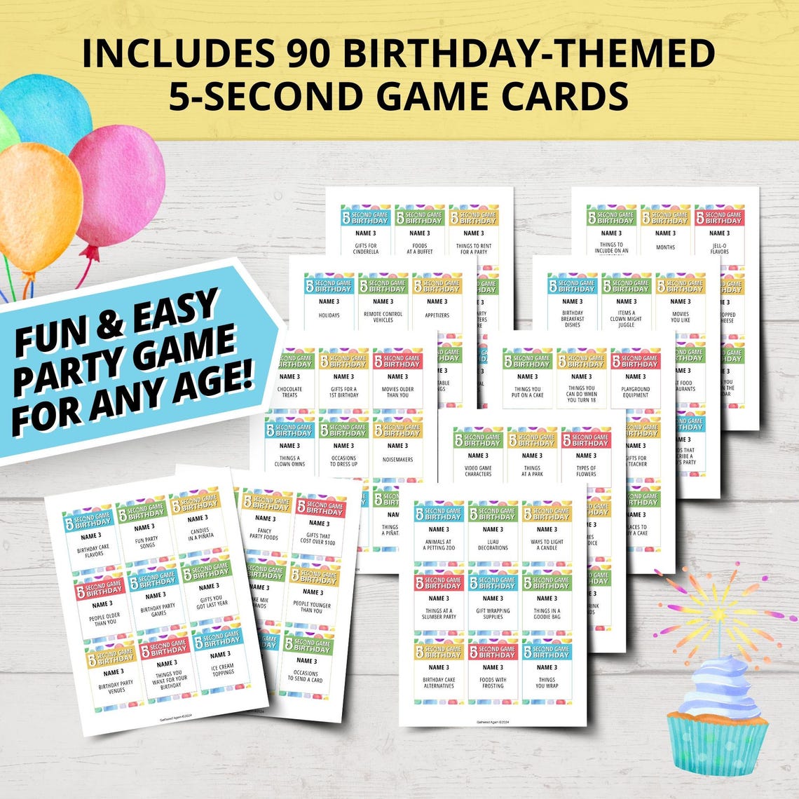 Birthday Second Game | Printable Birthday Party Games | Birthday Games ...