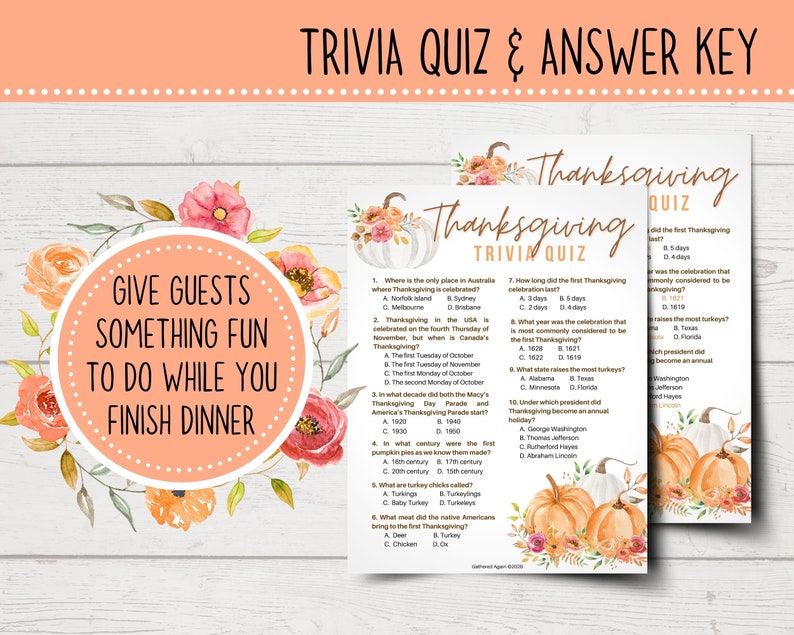 Thanksgiving Trivia Quiz | Thanksgiving Trivia Questions | Thanksgiving ...