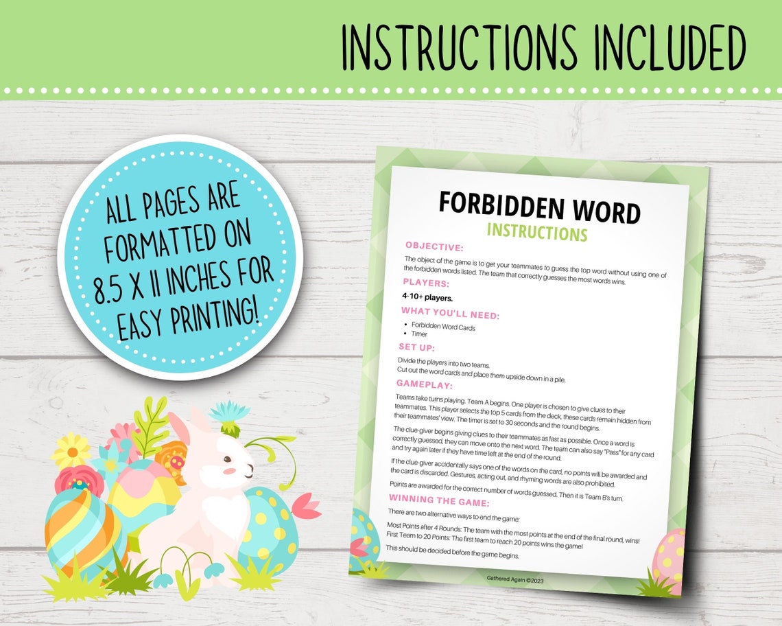 Easter Forbidden Word Game | Printable Easter Taboo-style Game | Easter ...