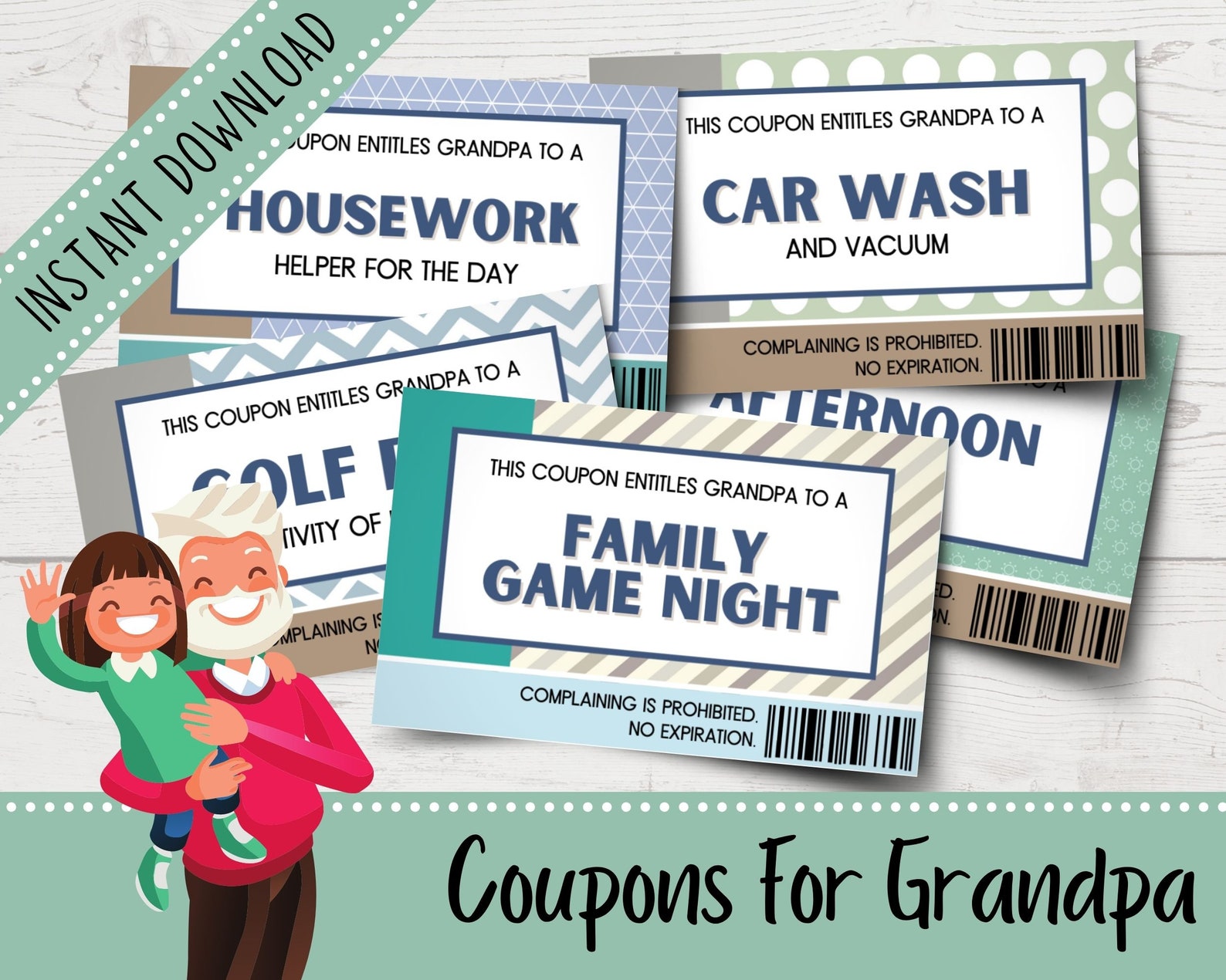 Grandpa Coupons | Coupon Book | Gifts for Grandpa | Grandparents' Day ...