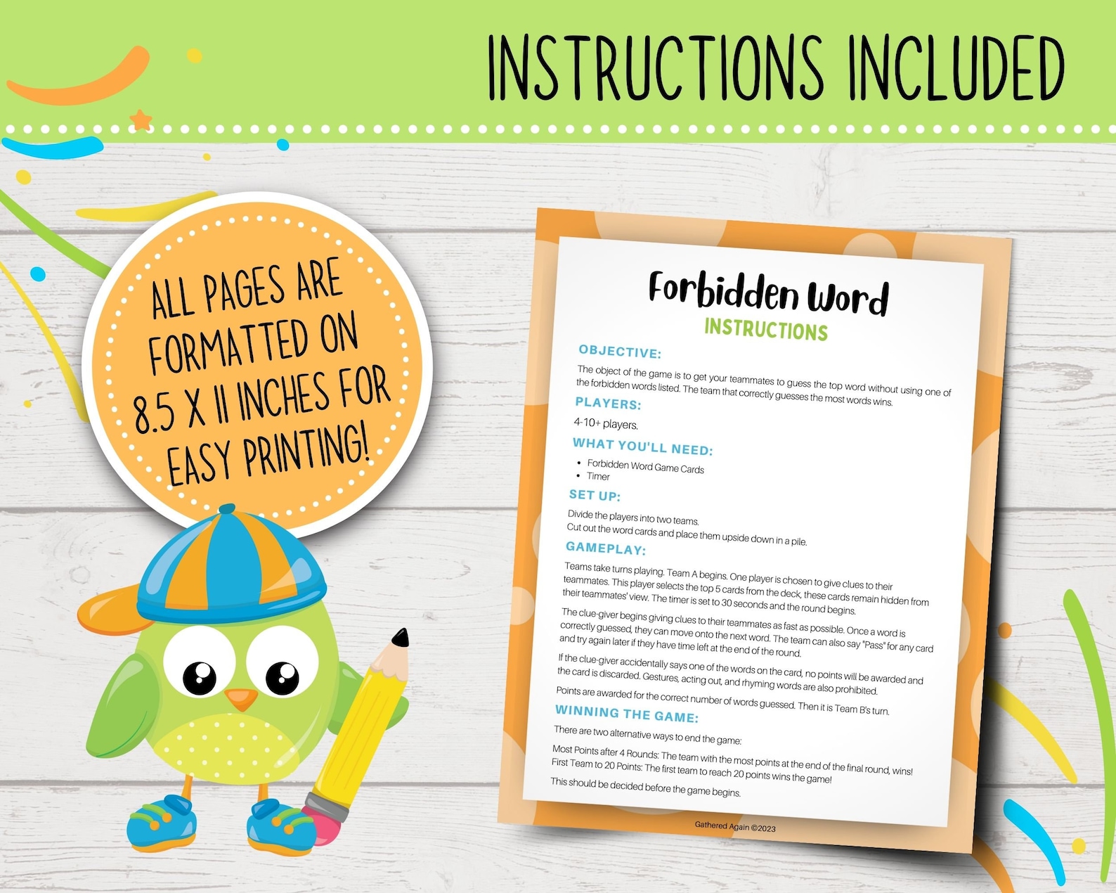 Forbidden Word Game for Kids | Printable Kid-edition Taboo-style Game ...