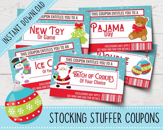 Printable Christmas Coupons for Kids Printable Stocking | Etsy