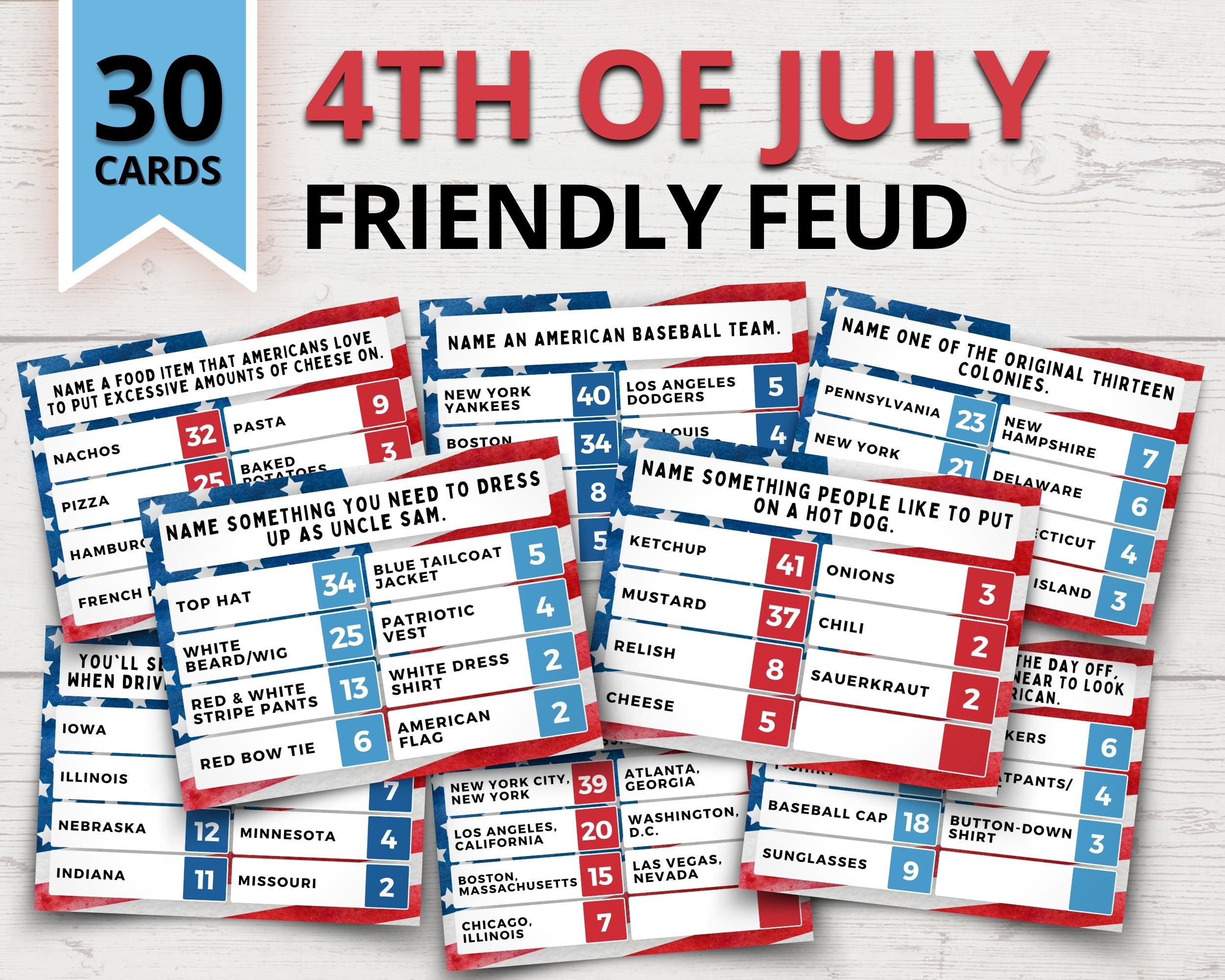 Printable 4th of July Feud Game | Independence Day Friendly Feud Game ...