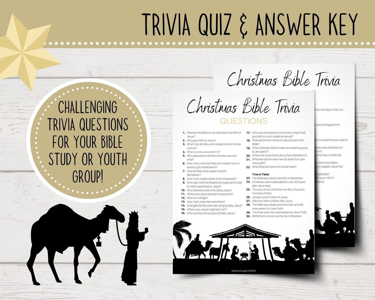 Christmas Bible Trivia Questions for Kids Sunday School - Etsy