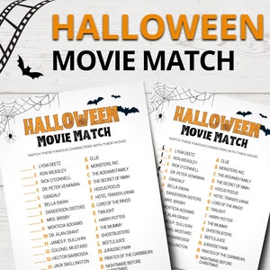 Halloween Movie Match Game | Halloween Party Game | Printable Halloween ...