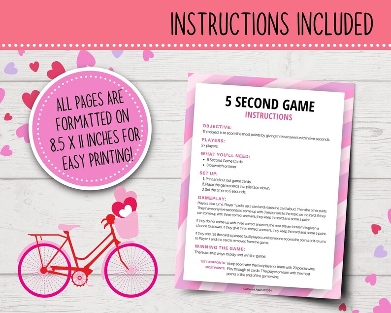 Valentine's Day 5 Second Game | Printable Valentine's Day Games ...