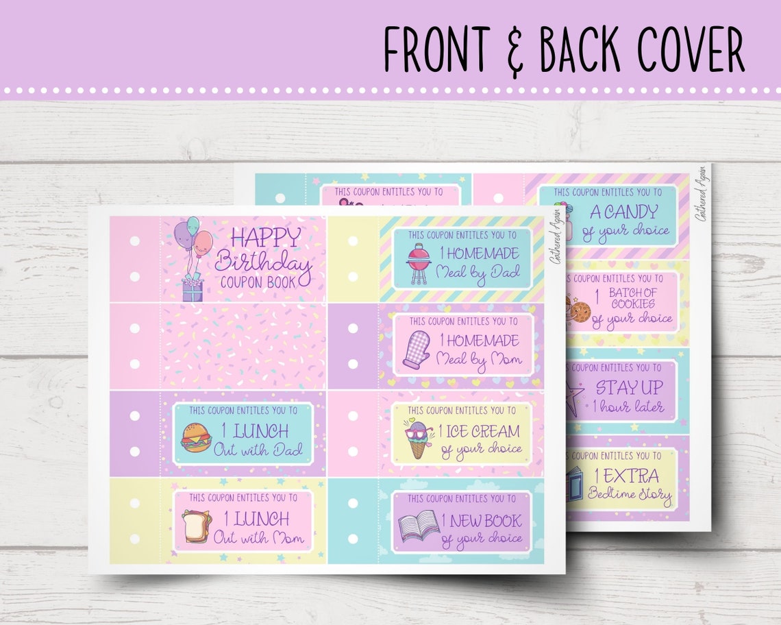 Birthday Girl Coupon Book Reward Coupons for Kids Birthday Gift Coupons ...