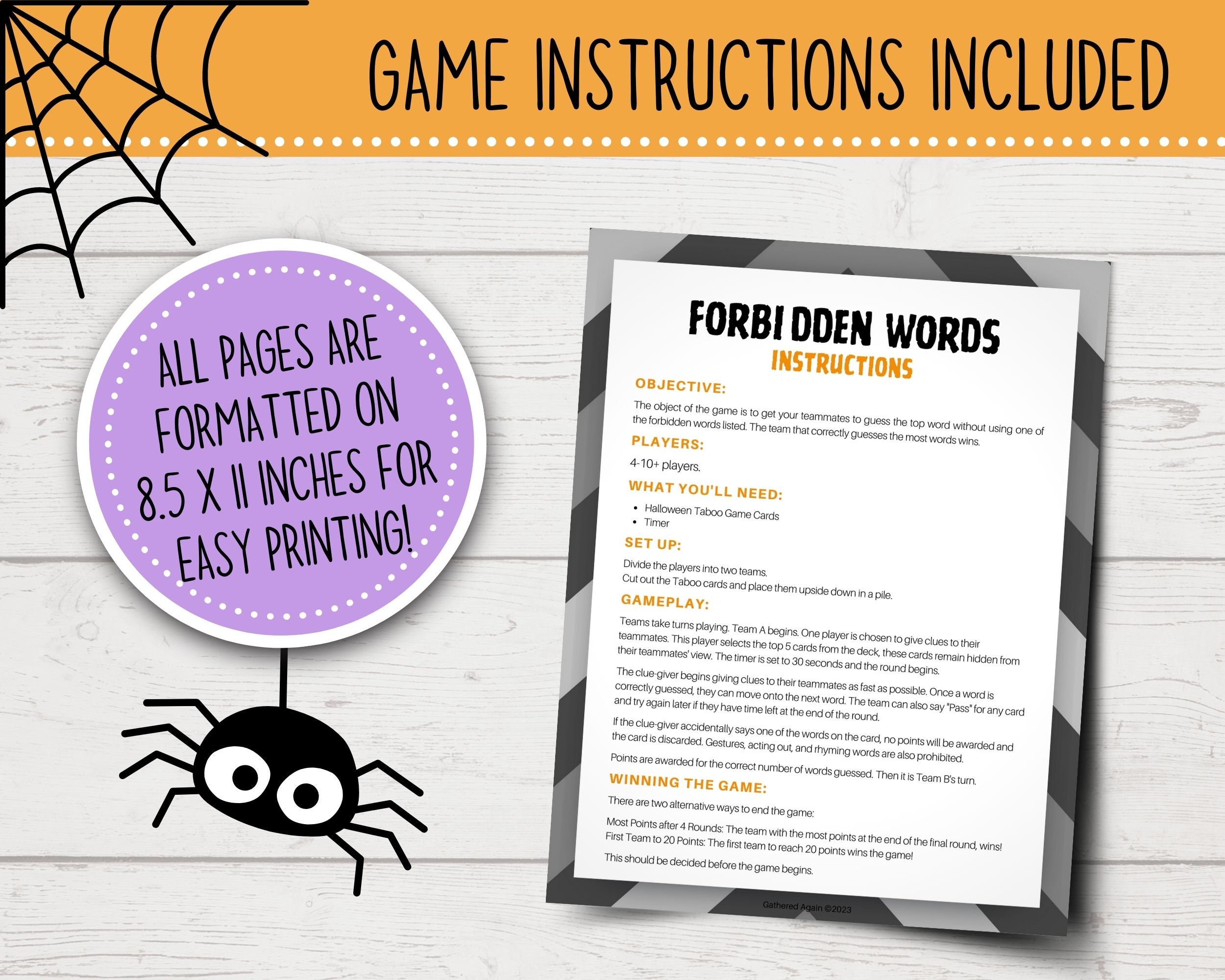 Halloween Forbidden Word Game | Halloween Taboo-style Game | Printable ...