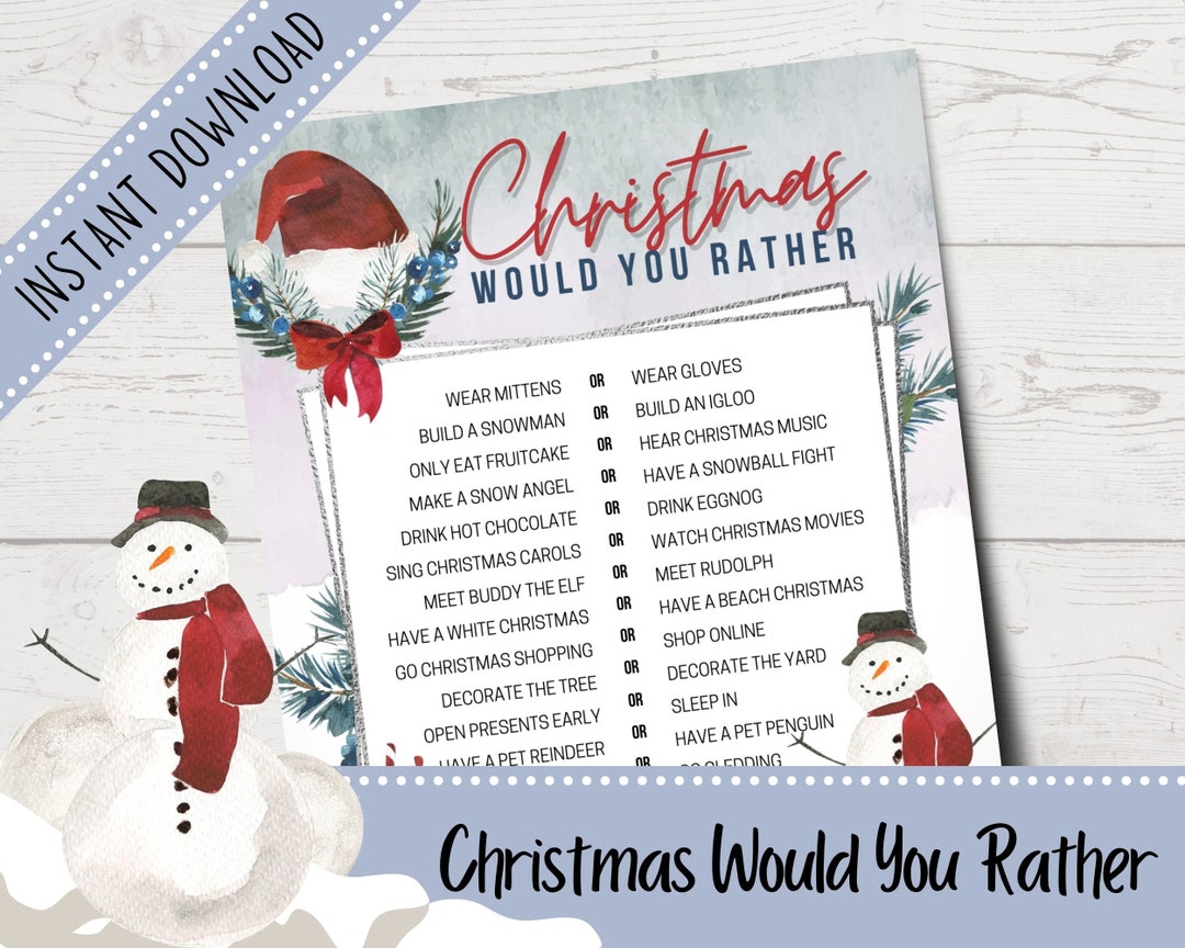 Christmas Would You Rather Game | Christmas Party Games | Christmas ...