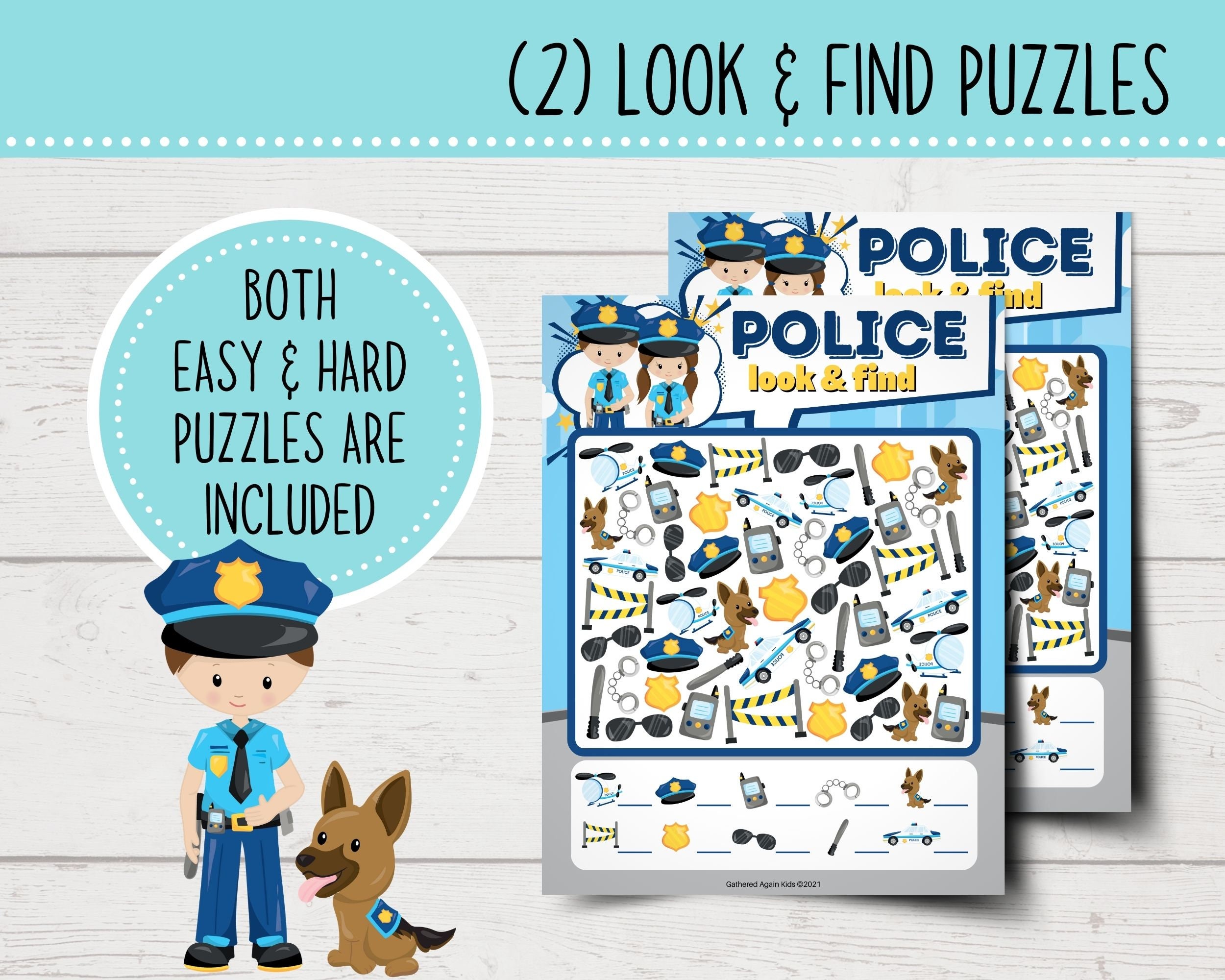 Police I Spy Puzzles for Kids | Printable Look and Find | Printable ...