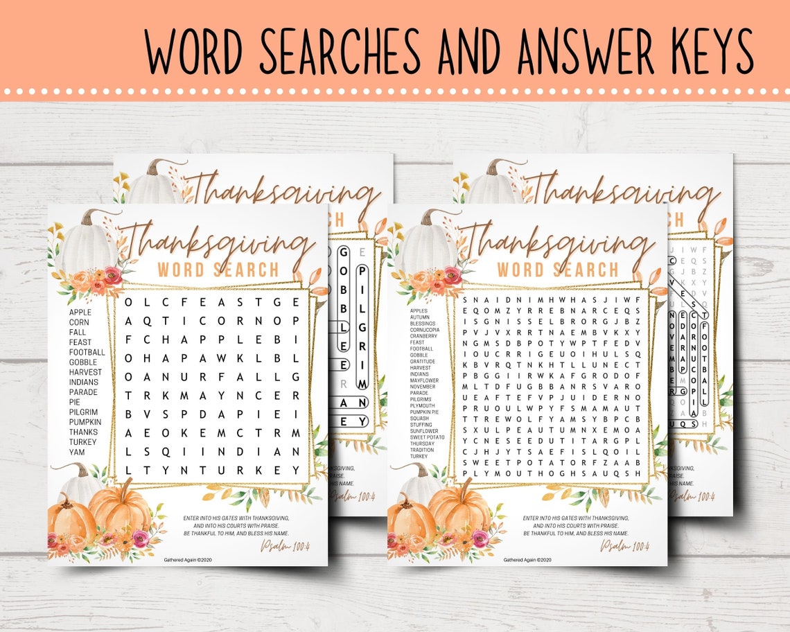 Thanksgiving Word Search Bundle | Thanksgiving Puzzles | Printable Fall ...