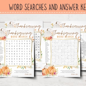 Thanksgiving Word Search Bundle | Thanksgiving Puzzles | Printable Fall ...