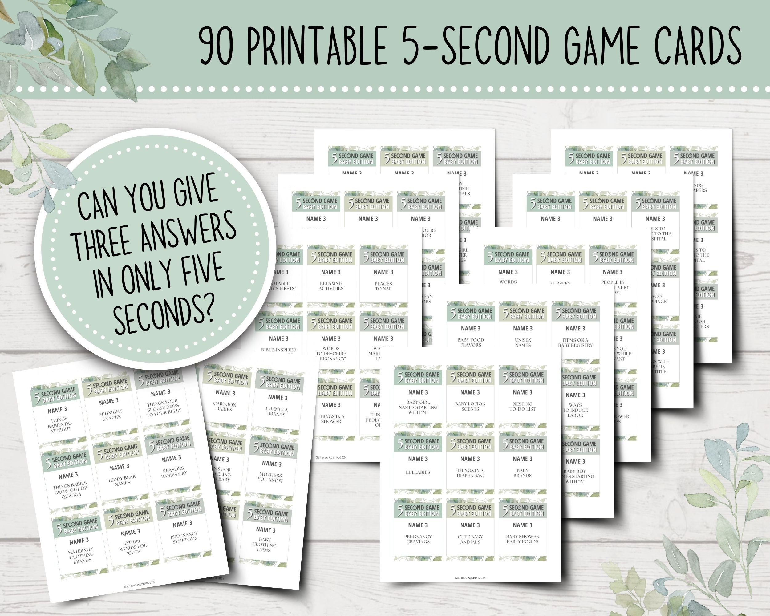 Nature Baby Shower 5-second Game | Baby-edition 5 Second Game ...