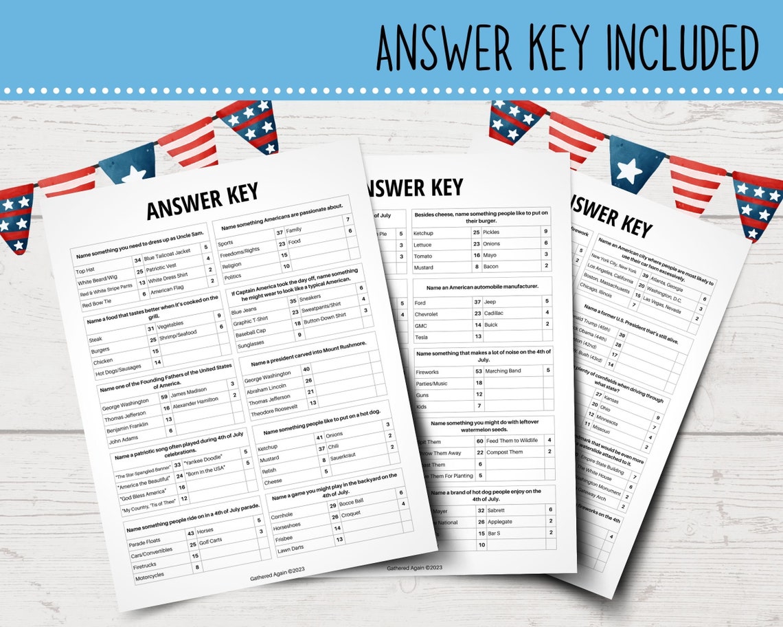 Printable 4th of July Feud Game | Independence Day Friendly Feud Game ...