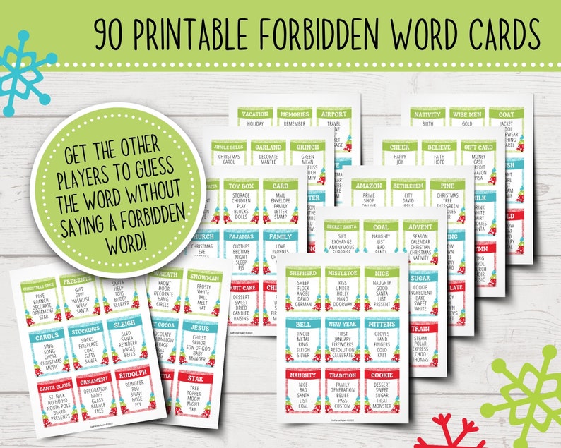 Christmas Forbidden Word Game Christmas Taboo-style Game - Etsy