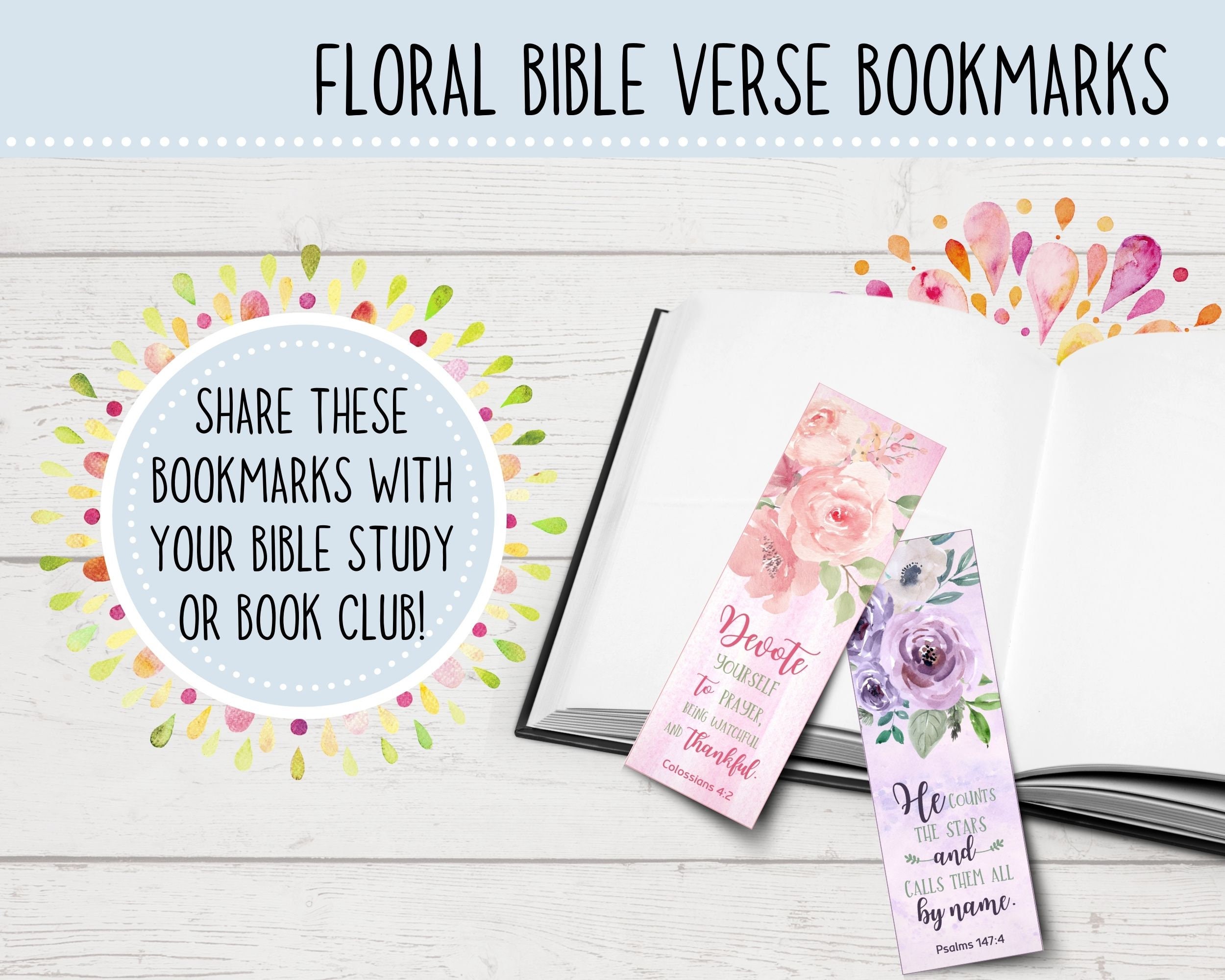 PRINTABLE | Floral Bible Verses Bookmarks | Watercolor Art Scripture ...