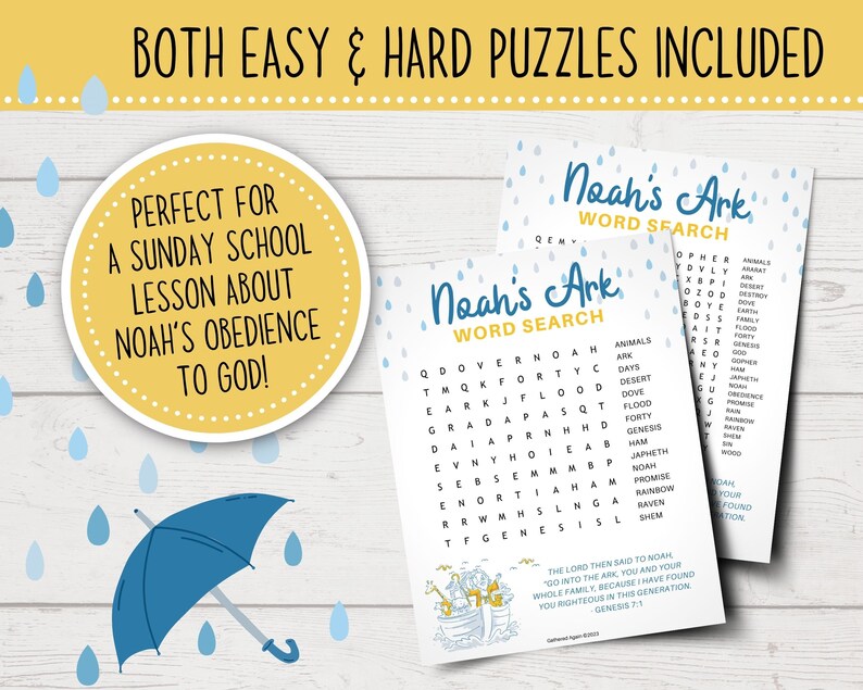 Noah's Ark Word Searches | Bible Word Searches for Kids | Printable ...