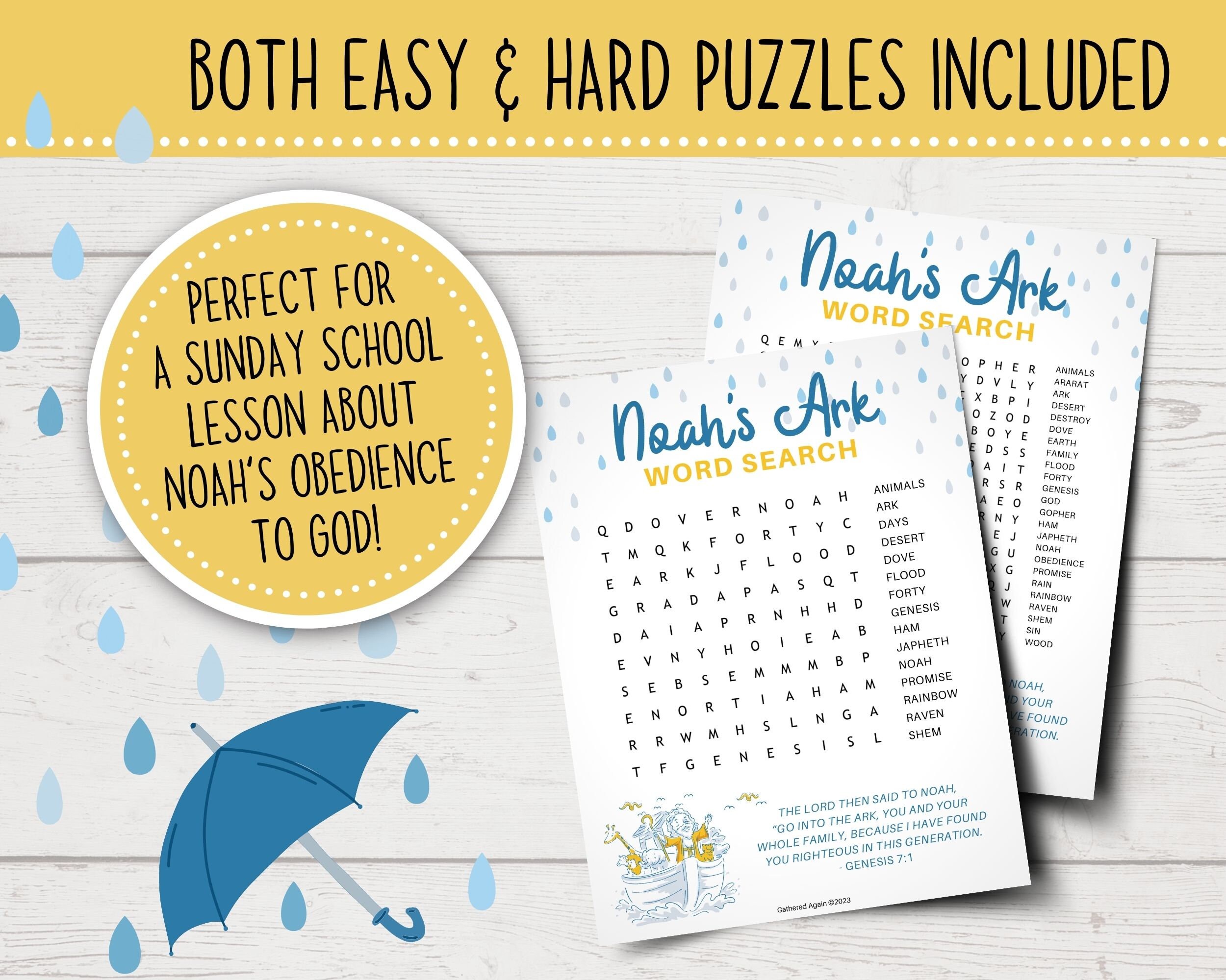 Noah's Ark Word Searches | Bible Word Searches for Kids | Printable ...