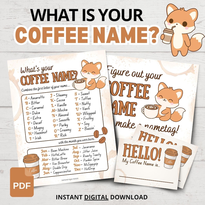 What's Your Coffee Name? | Printable Coffee Name Game | Funny Coffee ...