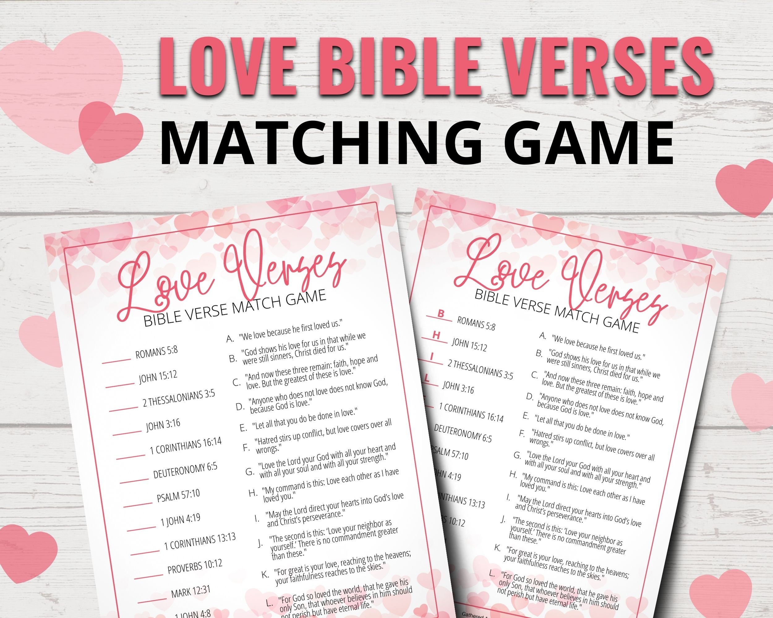 Love Bible Verses Match Game | Bible Verses Quiz | Bible Verses About ...
