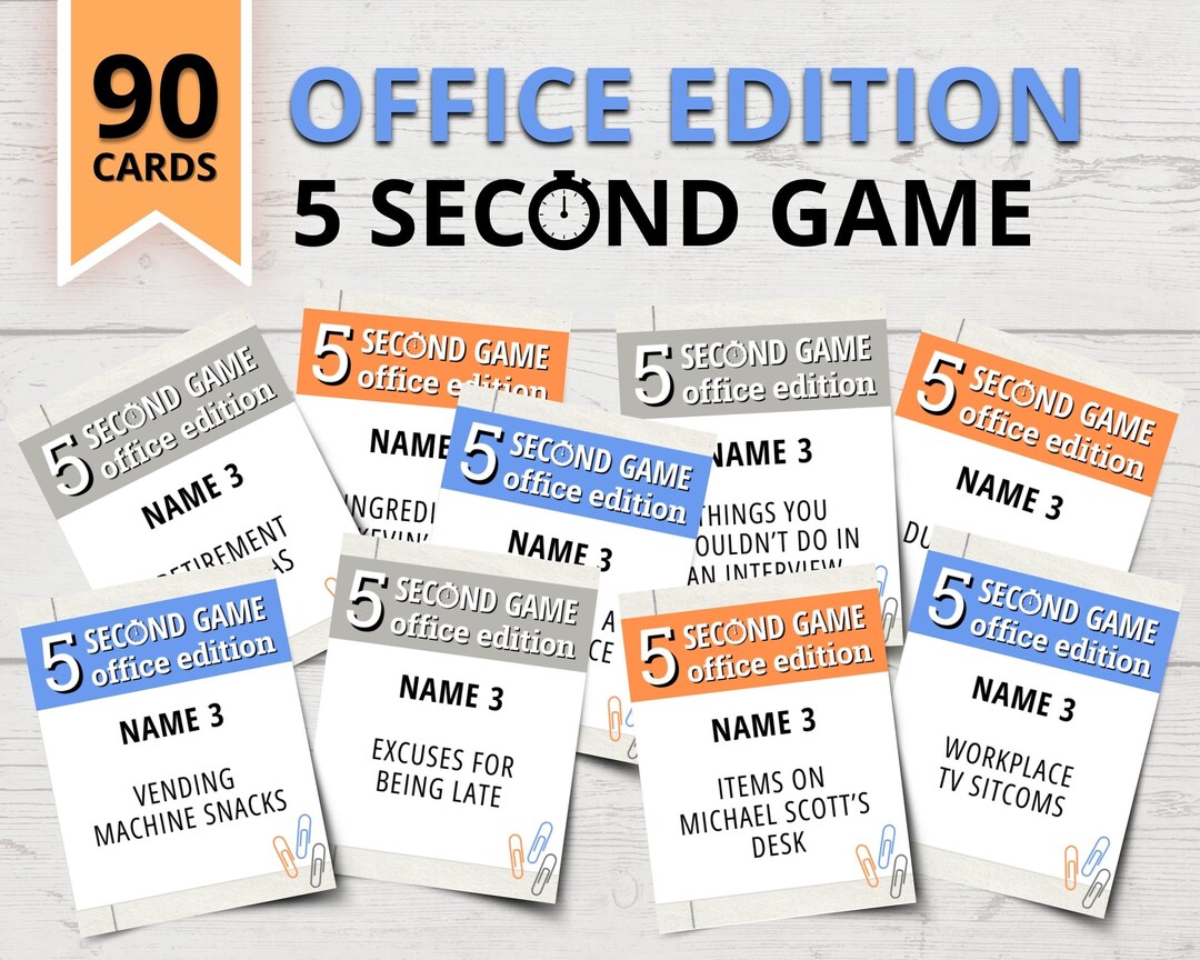 Office 5-second Game the Office Television Show 5 Second Game Printable ...