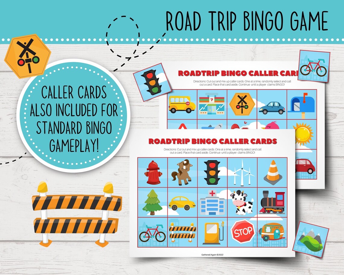 Printable Road Trip Bingo Game Road Trip Bingo for Kids Printable Road ...