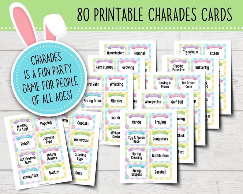 Easter Charades Game | Printable Spring Charades Cards | Easter Party ...