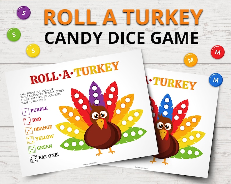 Roll-a-turkey Dice Game | Thanksgiving Candy Dice Game | Printable ...