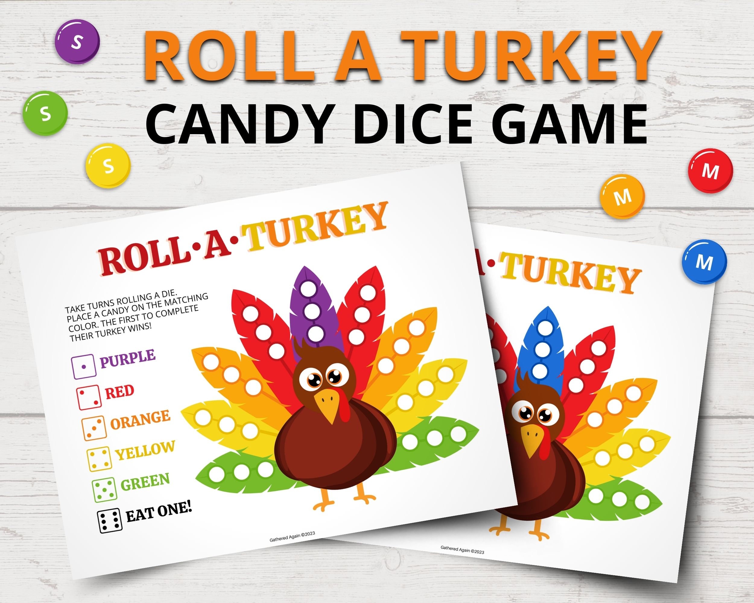 Roll-a-turkey Dice Game | Thanksgiving Candy Dice Game | Printable ...